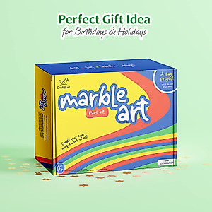 Marble Painting Kit - Kids Art, Water Marbling Paint Kit for Kids Ages 8-12 Girls & Boys, Fun Activity Water Marbling Paint Art Kit for Kids, 5 Paint Colors, Perfect Kids Gift for All Ages