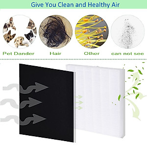 1512HH Filter, Compatible with Coway air Purifier AP-1512HH,AP-1512HH-FP,AP-1518R,AP-1519P filter Set 1 True HEPA Replacement Filter, With 4 Carbon Filters for AP1512HH Air Purifiers 3304899