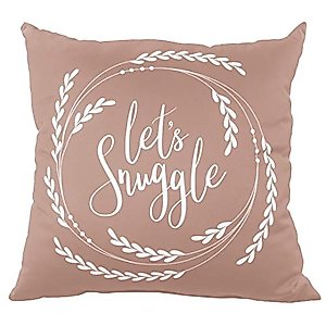 College Covers Let's Snuggle Fall Décor Pillow, 16" X 16", Taupe