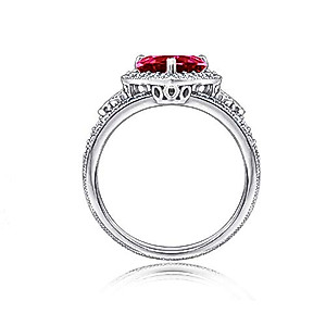 Amazon Essentials Platinum-Plated Sterling Silver Infinite Elements Cubic Zirconia Fancy Pink Heart Antique Ring, Size 7, (previously Amazon Collection)