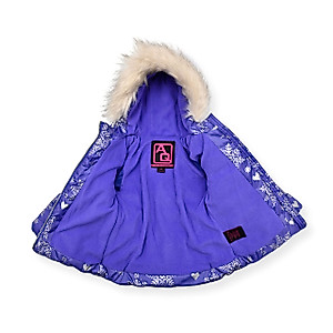 Arctic Quest Little Girls Bib Snow Pants and Ski Jacket Water-Resistant Snowsuit For Kids Winter Jacket For Girls, Lavender, 3T