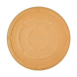 Ovente Ceramic Flat 13 Inch Pizza Stone Set with Crust Cutter Wheel & Metal Rack/Handle, Compact Easy Storage Portable Baking Grilling Stone Thermal Shock Resistance for Oven Grill BBQ, Beige BW10132