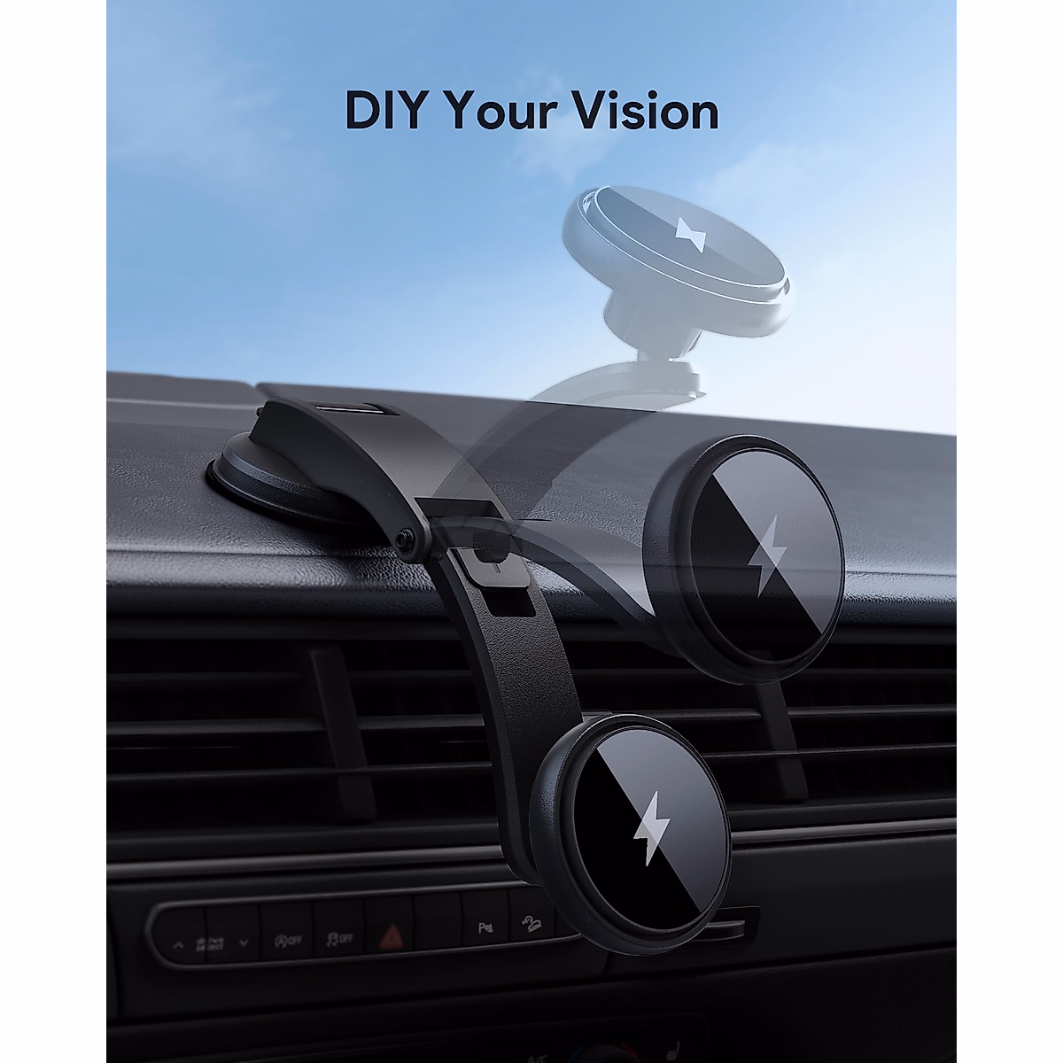 Magnetic Wireless Car Charger Mount 15W Compatible with Magsafe Car Charger SMOONFACE, Dashboard Car Phone Holder for iPhone 15/15 Pro/15 Pro max/14/14 Pro/14 Pro max/13 /13Pro /13ProMax/12/12Pro/Mini