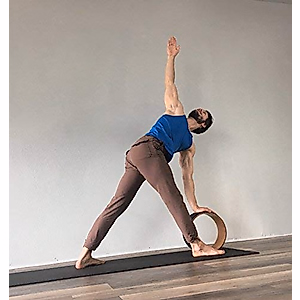 SukhaMat Yoga Wheel - Pro - 12.5" x 5" Yoga Prop Wheel for Deeper Poses, Relieve Back Pain, Stretching, NEW! Online Video Yoga Wheel Instructions & Printed Guide (WoodGrain/Black)