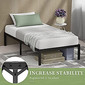 Musen Twin Bed Frame, 14 Inch Platform with Storage, Heavy Duty Steel Metal Bed Frame No Box Spring Needed, Noise Free, Anti-Slip, Easy Assembly (Max Load: 800lb)