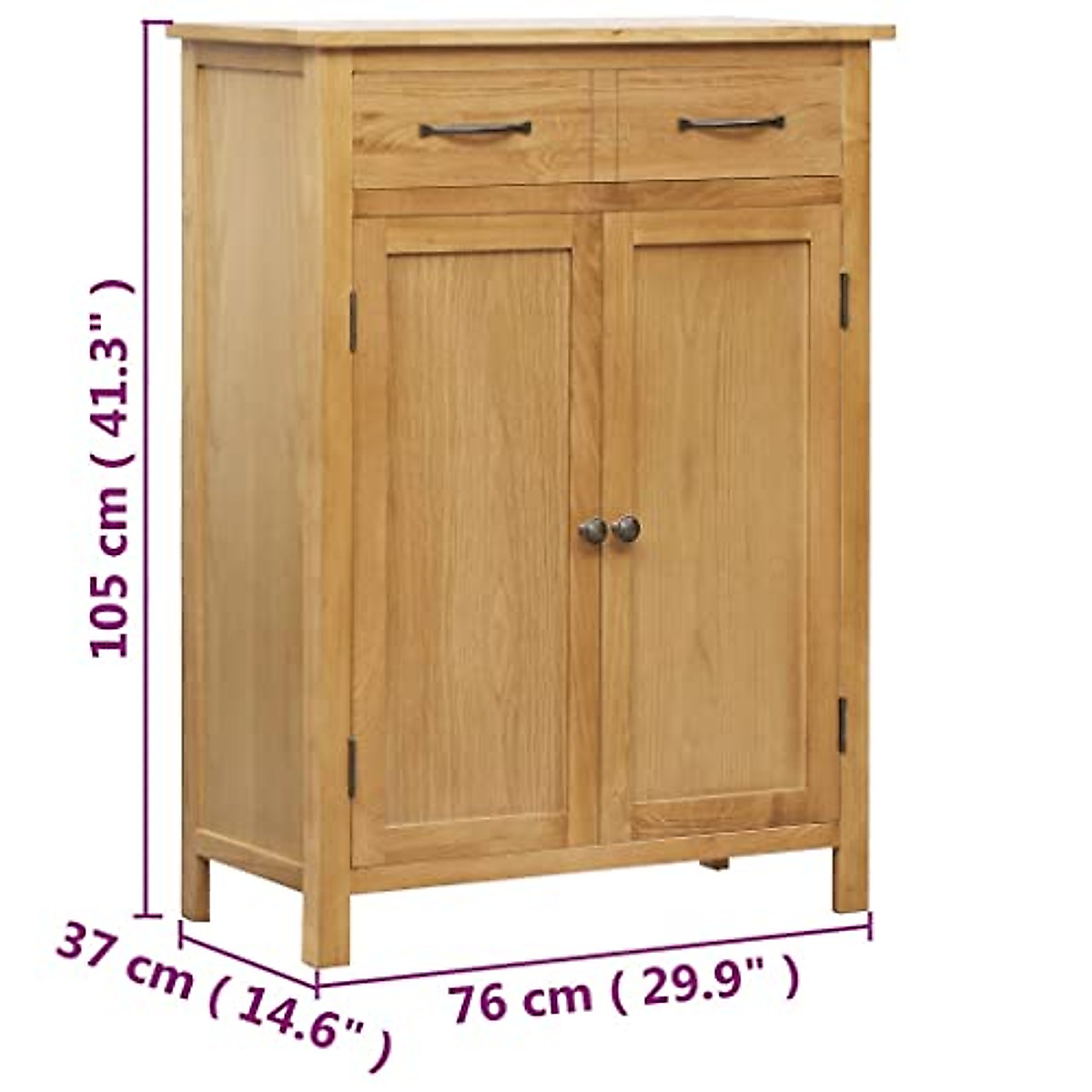 vidaXL Solid Wood Oak Shoe Cabinet Storage Side Shoe Rack Bench Box Organizer Cabinet Hallway Entryway Home Indoor Furniture Steel 29.9"
