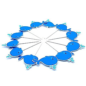 Baby Blue Whale Cupcake Toppers 12 PCS, Cake Picks, Baby Shower, Ocean Sea Animals Birthday Party Decorations Supplies, Under the Sea Themed