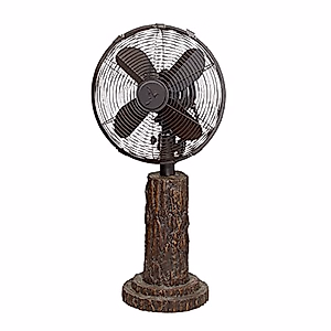 Deco Breeze DecoBreeze DBF0610 Rustic Table Fan from Fir Bark collection in Bronze/Dark finish, 9.00 inches, 10 Inch