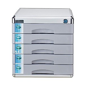 Flat File Cabinet, 5-Layers Office Storage Cabinet, Desktop Storage with Lock, Suitable for A4 File Storage