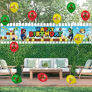 Mario Party Banner Mario Balloons Video Game Theme Party Decoration for Mario Birthday Party Supplies Mario Party Yard Decorations