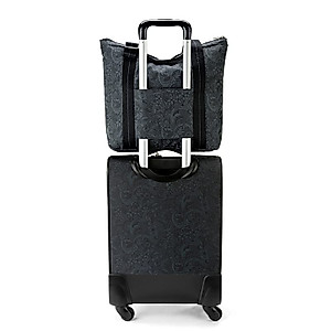 Sakroots On the Go 4 Piece Travel Bundle, Includes 21" Rolling Suitcase, Packable Large Tote, Medium & Small Pouches, Black Spirit Desert