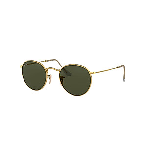 Ray-Ban Rb3447 Round Metal Sunglasses, Gold/G-15 Green, 50 mm