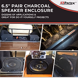 Atrend Bbox Pro Audio Tuned 6.5" Speaker Enclosures-Premium Speakers to Enhance Sound and Bass - Nickel Finish Speaker Terminals for Car or Truck - 18 Gauge Audio Cables-Speaker Set of 2 (Charcoal)