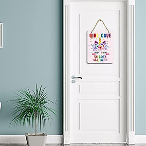 Uflashmi Girl Cave Sign, Little Baby Girl Room Decor Bedroom Wall Decor, 8x10 inch Metal Aluminum