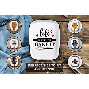 Ceramic Egg Beaters Rest Life Is What You Bake It. Durable Rest for Cooking Spoons, Heat-Resistant Spoon Rest for Baking Enthusiasts