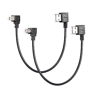 CERRXIAN 90 Degree USB A to B Cable Printer Cable, 1ft Left Angle USB 2.0 Type A Male to Right & Left Angle USB 2.0 Type B Male Scanner Cable(rl)