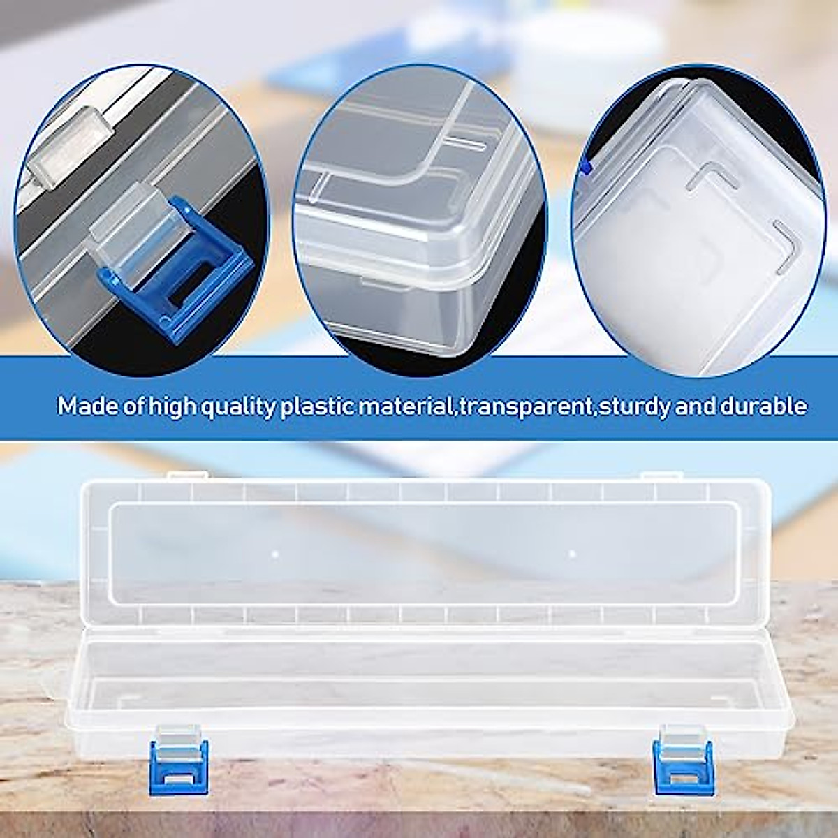 Fireboomoon 3 Pack Translucent Plastic Paint Brush Holder, Long Paint Brushes Watercolor Pens Pencils Drawing Tools Storage Box Container Case(13" x 2.8" x 1.4")