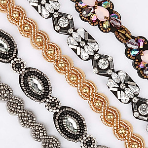 Teenitor Elastic Beaded Headbands, 5pcs Beads Headband,Jewels Headband,Crystal Rhinestone Headband for Women Girls