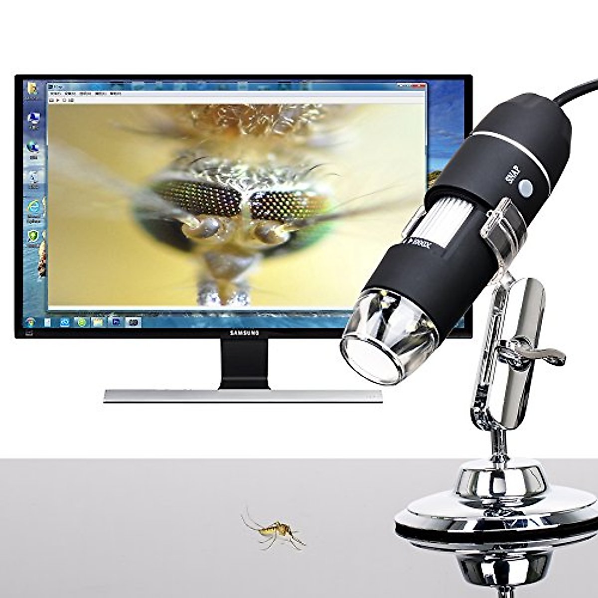 DGCUS USB 2.0 Digital Microscope 1000 x Magnification 8-LED Mini Microscope Camera Magnifier with Stand 2 Mega Pixels