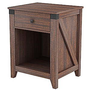 HOSEOKA Rustic Nightstand with Drawer Farmhouse Gray Wood Nightstand, Bedroom Small Nightstand with Storage