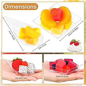 Rozer Mini Appetizer Plates and Tear Drop Spoons for Weddings Party 2.5 x 2.5 Inches 4 x 2 x 0.5 Inches Plastic Mini Dessert Plates Disposable Appetizer Spoons (200 Pieces)