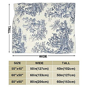 Toile Blanket Super Soft Light Weight Cozy Warm Fluffy Plush Throw Blanket for Bed Couch Living Room 40x50 inch