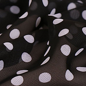 LMVERNA women's polka dot scarves printing chiffon silk scarf lightweight summer long scarfs wrap black (Black+White)