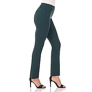 Rekucci Women's Ease into Comfort Stretch Slim Pant (6, Hunter Green)