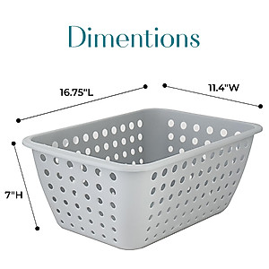Large Storage and Organizer Baskets, Set of 3 Containers for Home Organization, Durable Plastic Laundry Bins With Handles (3-Pack Gray)