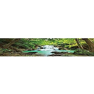 Reptile Habitat Background; Rain Forest with Waterfall, for 36Lx24Wx18H Terrarium, 3-Sided Wraparound