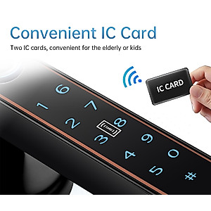 Pulido Fingerprint Door Knob, Full Function 5-in-1 Smart Door Knob, Fingerprint Door Lock for Bedroom, Office, Hotel, Pantry, Biometric Door Knob with 5 IC Cards, Waterproof