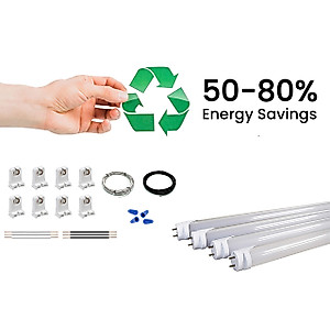 ORILIS 4 Light Fluorescent to LED Retrofit Conversion Kit - Includes (8) Lamp Holders, (4) 4 Ft. Orilis 24W 6500K LED T8 Tubes, (4) Wire Nuts, Copper Wires