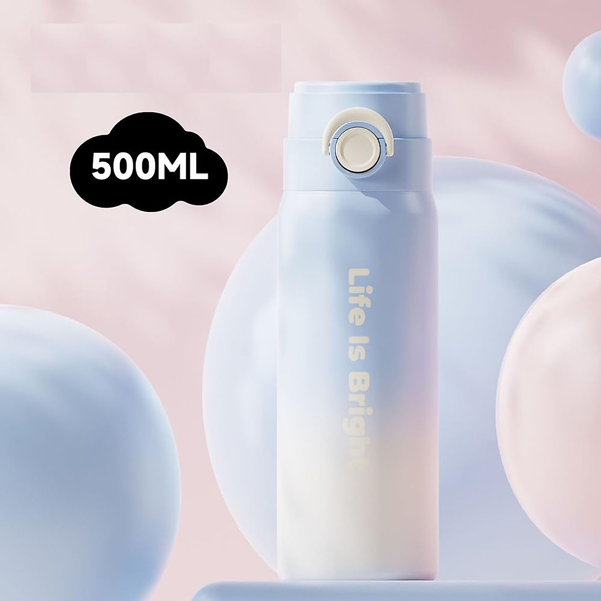 bukebro Stainless Steel Vacuum Insulated Water Bottles Leak Proof with Straw,keep warm|cool,Gifts for him|her,used in office,outdoor sports 17oz/500ml (17oz blue)