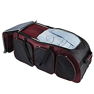 Travelers Club Xpedition 30 Inch Multi-Pocket Upright Rolling Duffel Bag, Crimson Red, 30" Suitcase