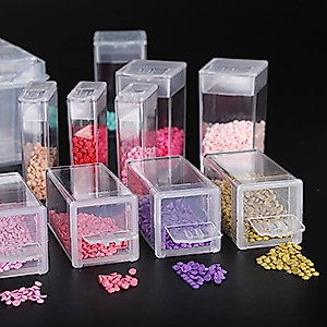 12Pcs Acrylic Small Square Bottles Diamond Embroidery Storage Box Clear Empty Bottles Bead Containers Holder for Beads Sequins Rhinestones Diamond Painting Accessories Storage DIY Craft Supplies