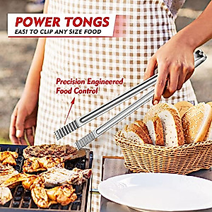 3 Pieces Grill Tongs for Cooking BBQ, 12 & 16" Extra Long Kitchen Tongs,Premium Stainless Steel Tongs,Heavy Duty Grilling Tongs for Cooking,Barbecue, Buffet