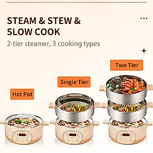 Joydeem Electric Food Steamer for Cooking, 2-Tier Stainless Steel Vegetable & Food Steamers, 15L Large Capacity, JD-DZG15B