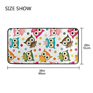 ZZAEO Kitchen Rugs Cute Seamless Colorful Owl Dot, 39 x 20 inch Kitchen Floor Mat Non Slip Standing Mat