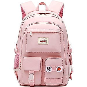 SCIONE School Backpacks for Girls - 15.6 Inch Large Pink Laptop Backpacks Anti Theft Primary Middle College Bookbags for Teens Girls Women Students