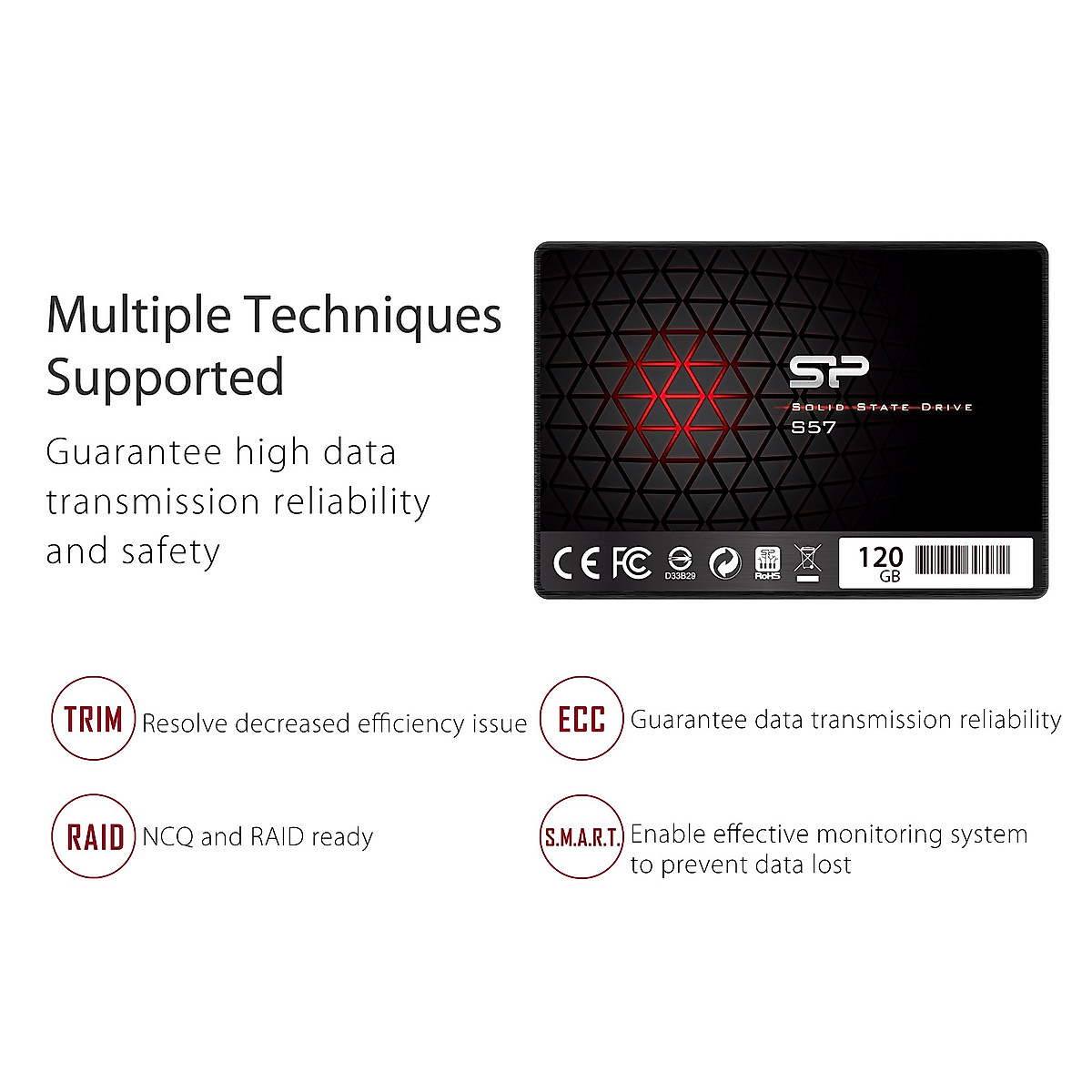Silicon Power/Marvell Controller 120GB S57 (SLC Cache Performance Boost) SATA III Internal Solid State Drive- Free-download SSD Health Monitor Tool Included (SP120GBSS3S57A25AD)