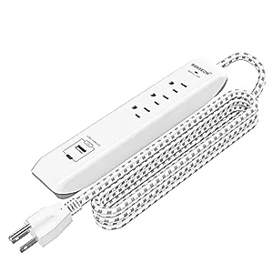 Oviitech USB C Power Strip, Power Strip with USB,3 Outlets and 2 USB Ports(1 USB C,1 USB A),with 6 Foot Heavy Duty Extension Power Cord,Straight Plug,for Home, Office, Travel and Dorm Room,White.