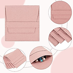 40 Pcs Microfiber Jewelry Pouch with Band 8 x 8 cm, Jewelry Packaging Bag Luxury Small Jewelry Gift Bags Microfiber Bag for Bracelet Necklace Packaging (Pink)
