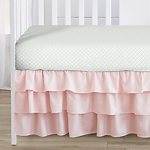 Sweet Jojo Designs Blush Pink, Mint Green and White Boho Watercolor Woodland Deer Floral Baby Girl Crib Bedding Set - 4 Pieces