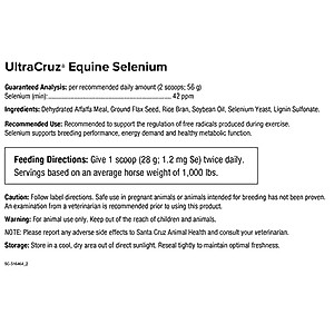 UltraCruz Equine Selenium Yeast Supplement for Horses, 25 lb, Pellet (200 Day Supply)