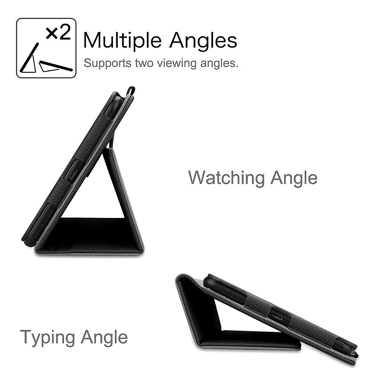 Fintie Folio Case for Samsung Galaxy Tab A 8.0 2018 Model SM-T387, Slim Fit Premium Vegan Leather Stand Cover, Black