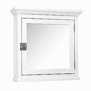 Elegant Home Fashions Madison Removable Wooden Medicine Cabinet with Mirrored Door, White