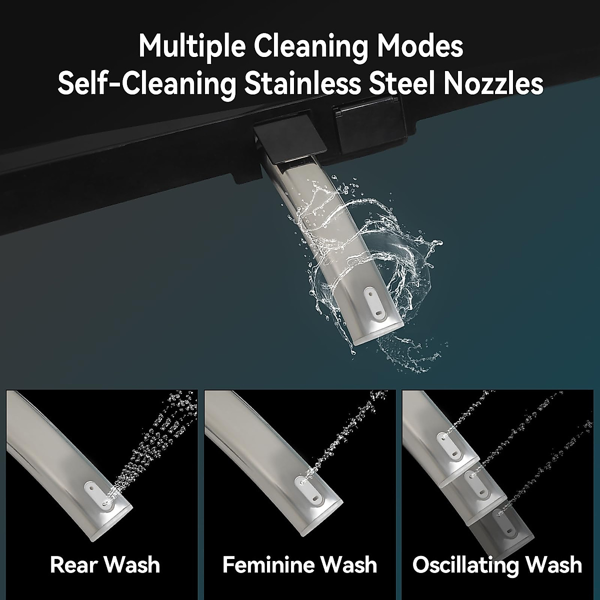 YOURLITE Bidet Toilet Seat, Elongated Toilet Seat Warm Water, Heated Seat Bidet with Remote Control,Self-cleaning Nozzle Temperature Adjustable LED Light, Need Electricity, Black