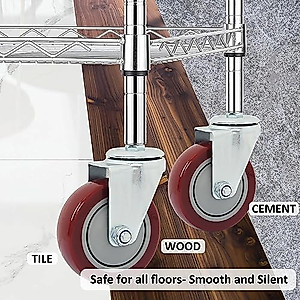 Finnhomy Swivel Caster Wheels 4 Inch Threaded Stem Casters Set of 4 Heavy Duty 1/2"-13 x 1" Anti-wear Polyurethane Industrial Castor Wheels for Cart/Furniture Load Bearing 2200 Lbs Smooth Casters Red