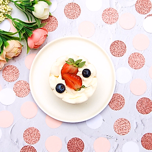 Rose-gold Pink-white Party Decorations Confetti - 300pcs Mothers Day Wedding Baby Bridal Shower Girl Birthday Party Glitter Paper decor Table Decoration Bachelorette Engagement Decor Lasting Surprise