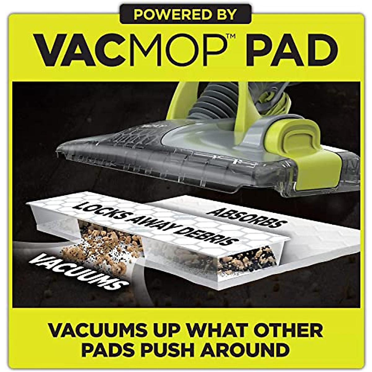 Shark VC205 VACMOP Pro Max Cordless Hard Floor Vacuum Mop with Disposable Pad Cleaning Solution (Renewed), Shark Vc205 -Green / Gray